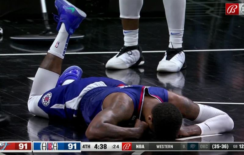 【影片】NBA/ PG在搶籃板時不慎與Dort膝蓋相撞 隨後被隊友攙扶出場 | 籃球筆記